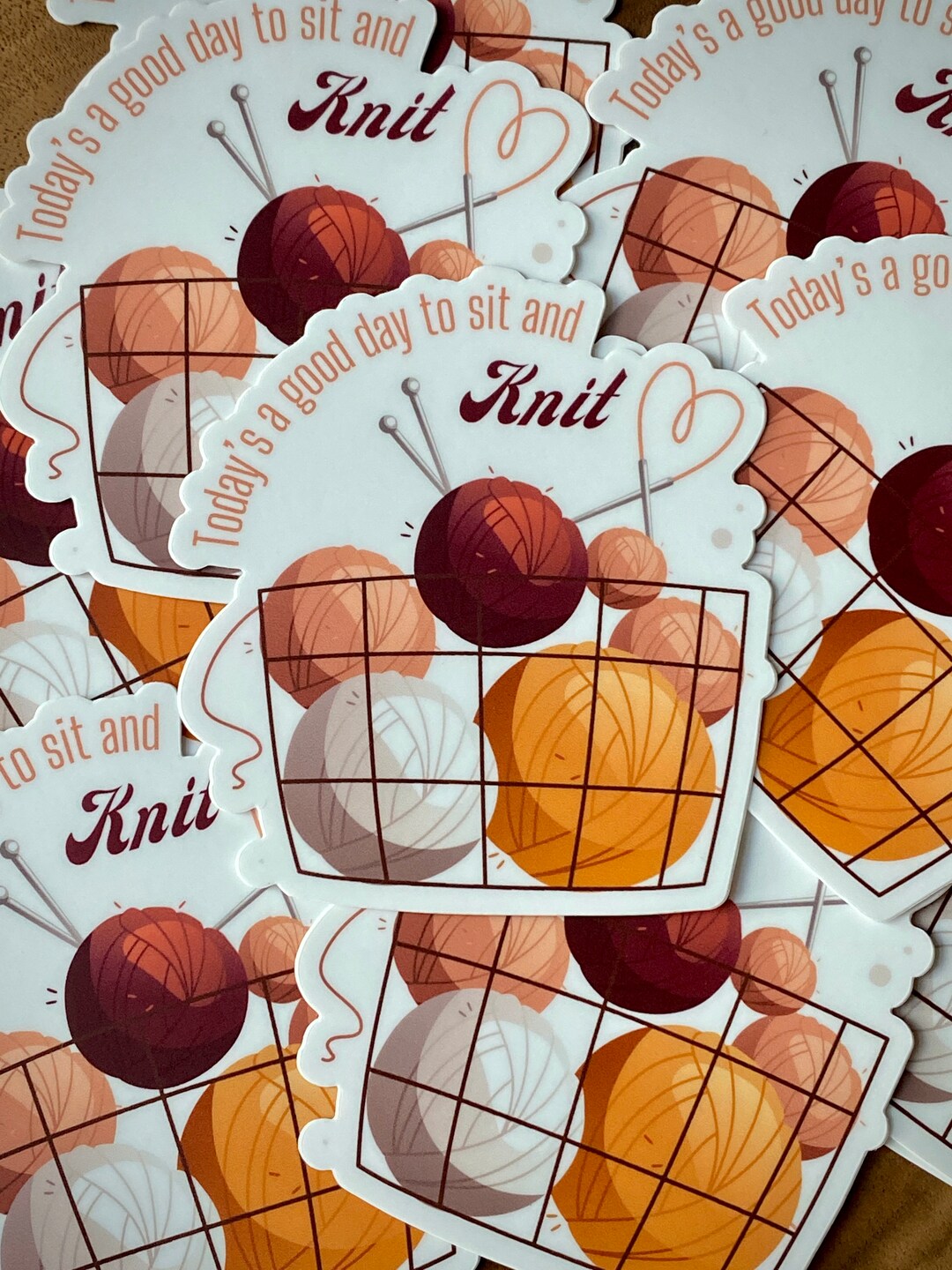 Knitting Vinyl Sticker **waterproof** Yarn Basket , Sit and Knit - Etsy