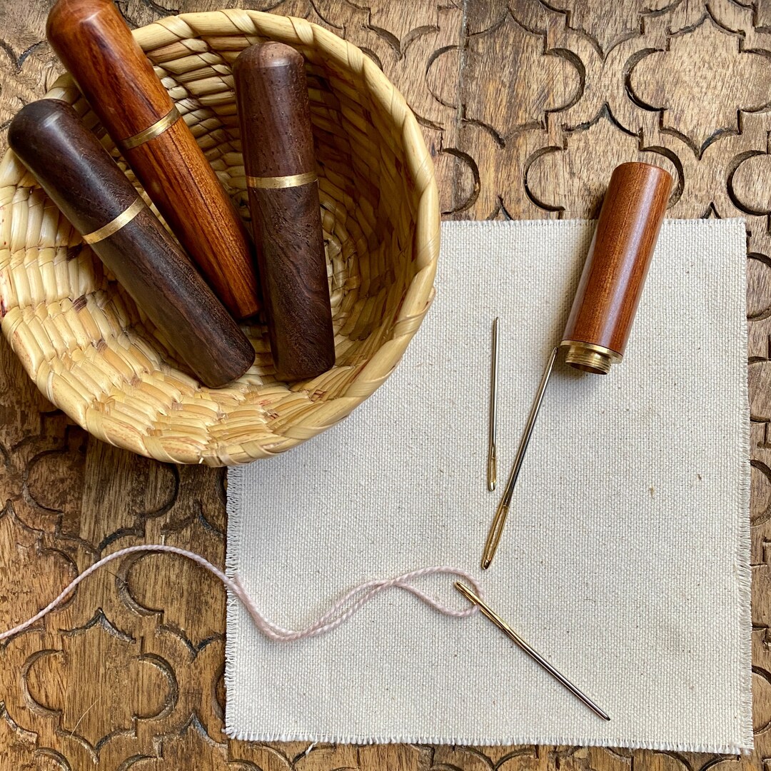 Set of 3 Darning Needles With Wooden Case - Dark Brown or Rosewood - Etsy