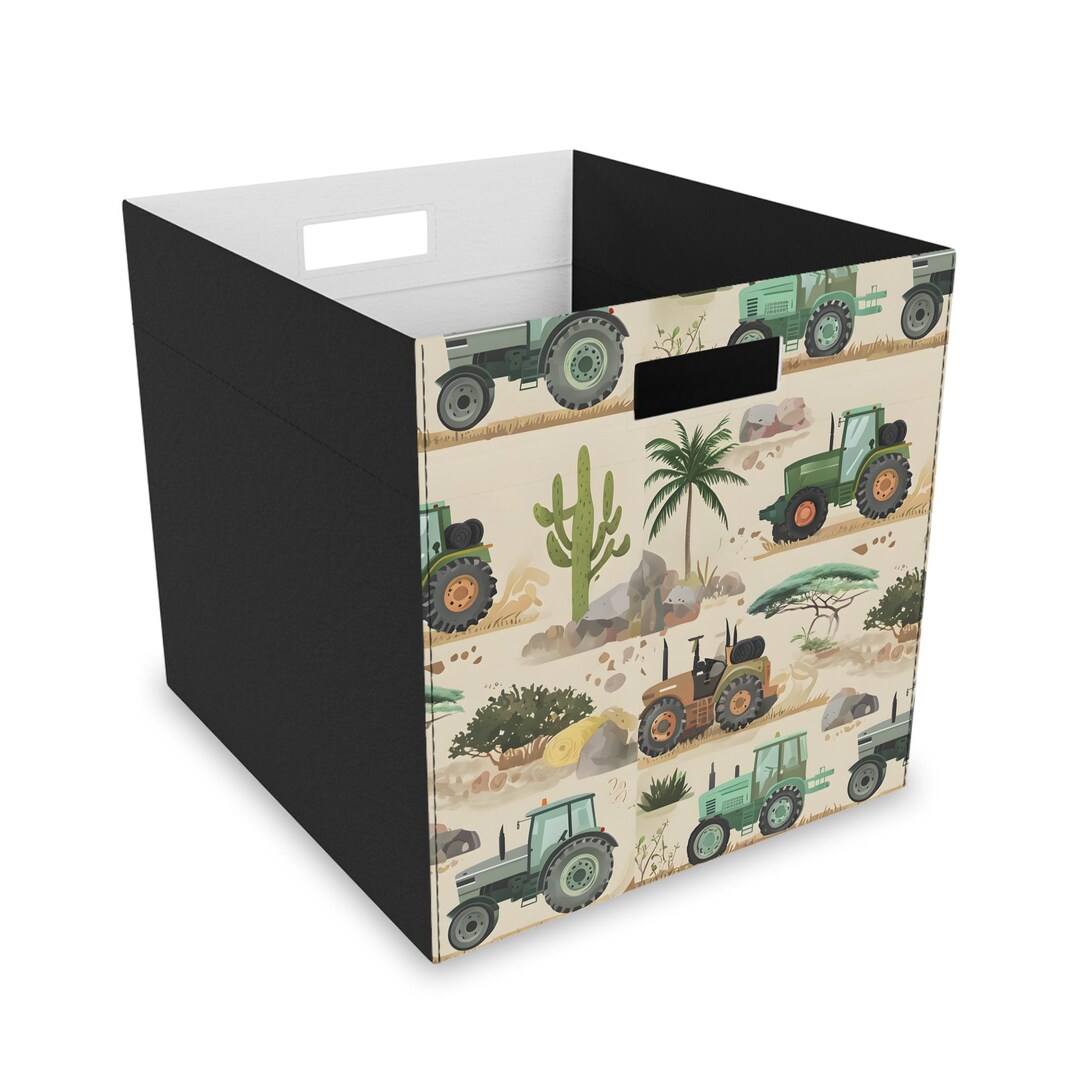 Tractor-themed Felt Storage Box, Farmhouse Organization, Kids Room ...