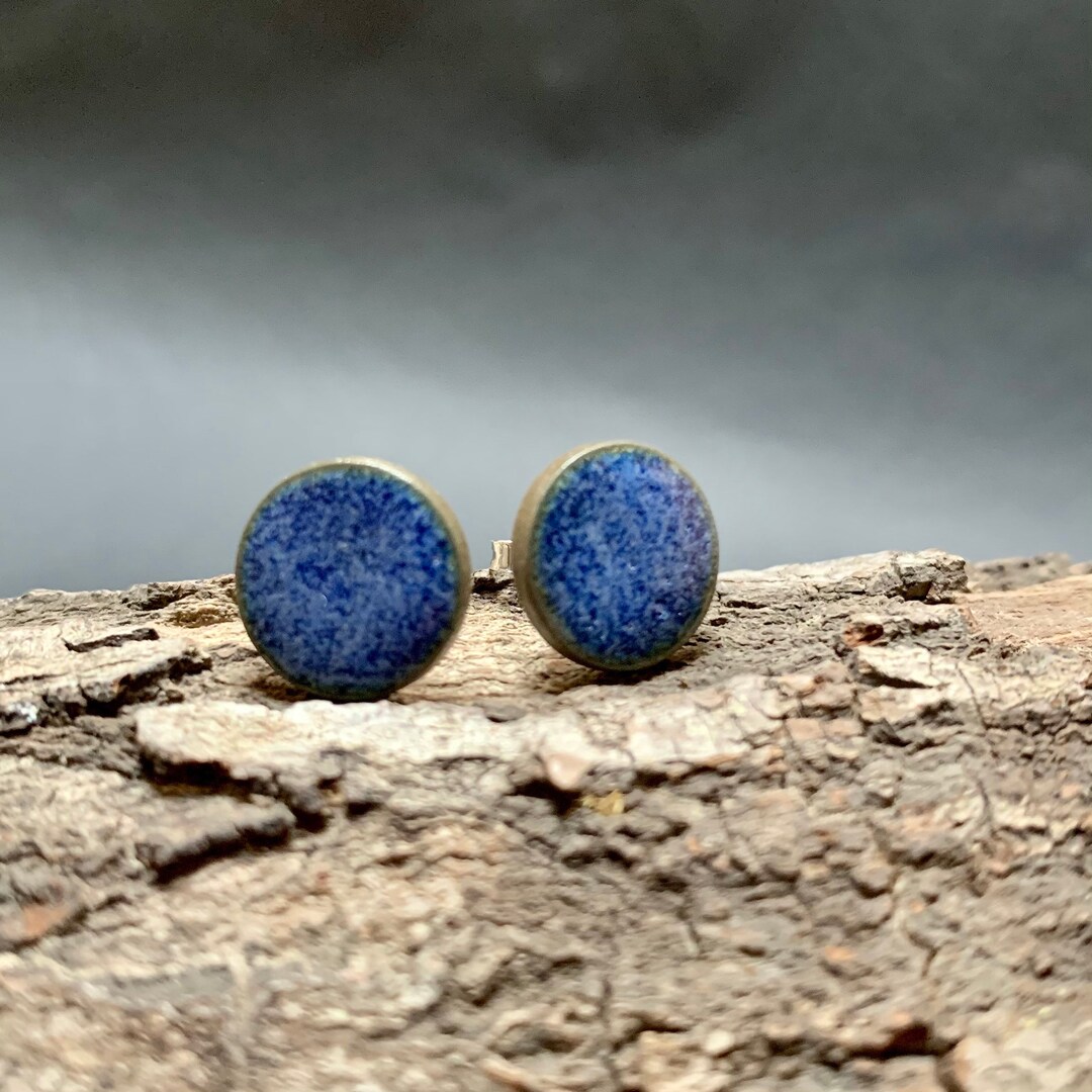 Sea Blue Ocean Blue Matt, Lapis Lazuli Blue Porcelain Stud Earrings ...