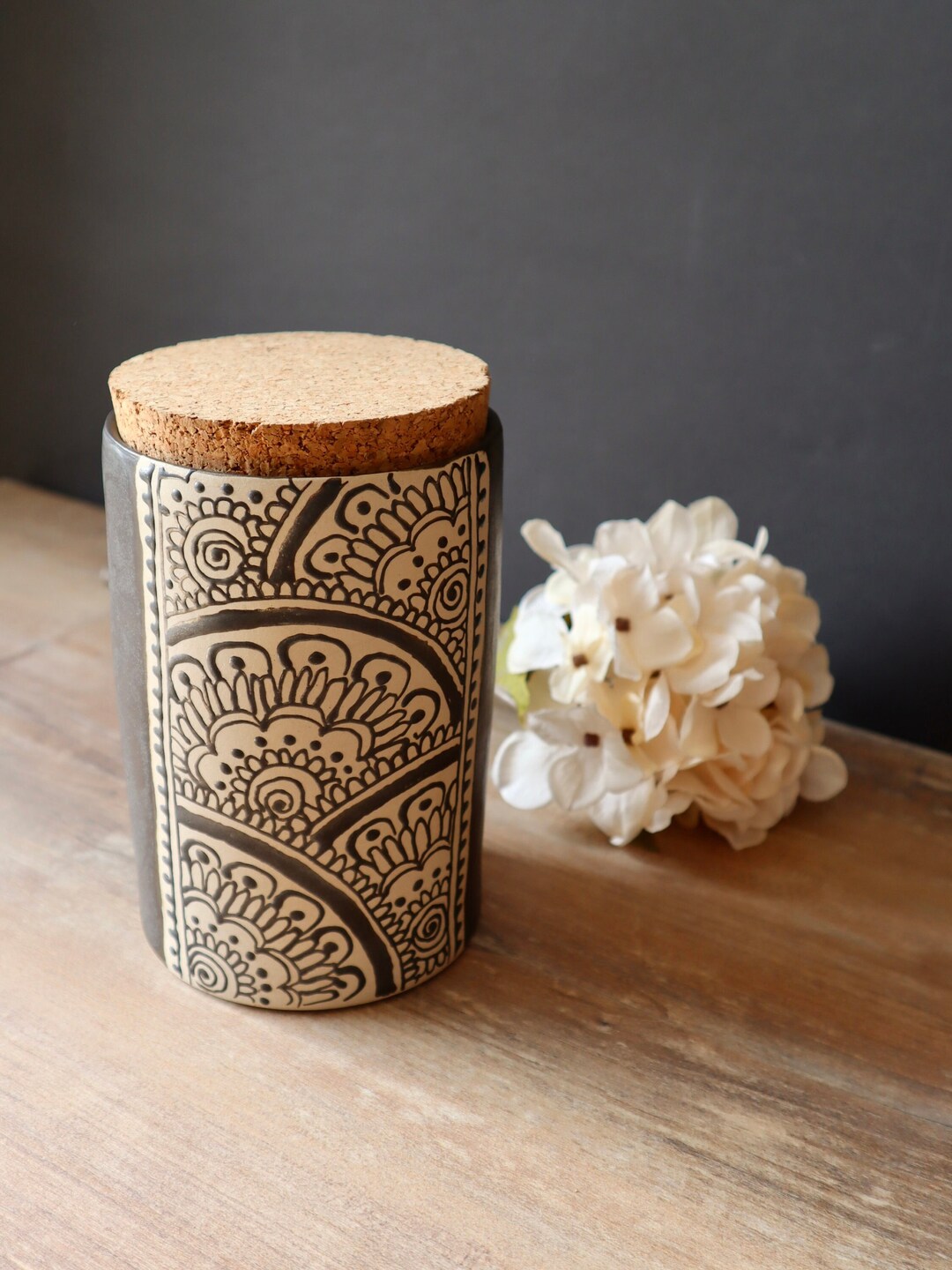 Handmade Ceramic Jar With Floral Patterns, Handmade - Artistic Piece - Etsy