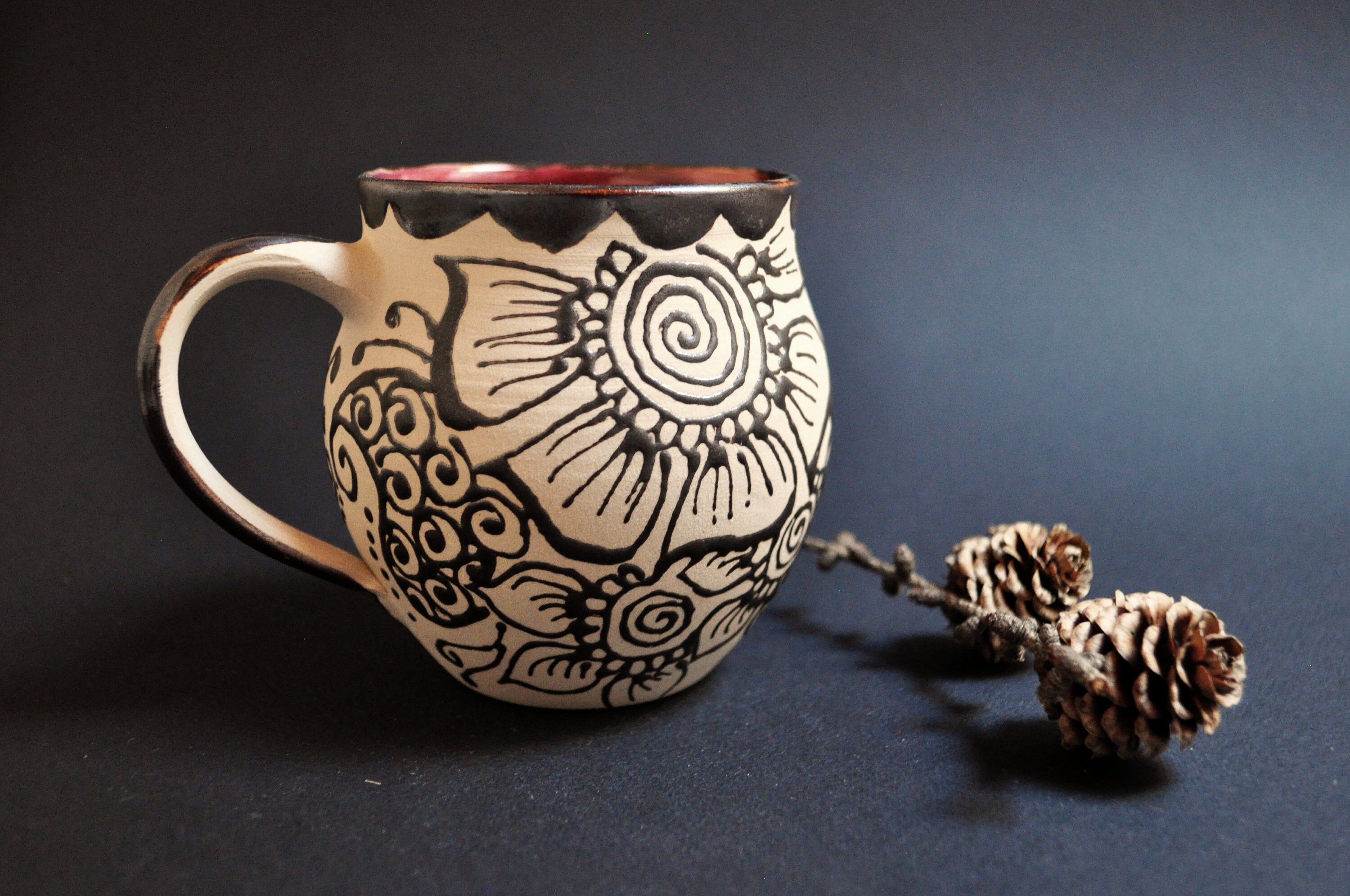 Elegant Stoneware Cup With Henna Patterns, Handmade, Artistic Piece - Etsy