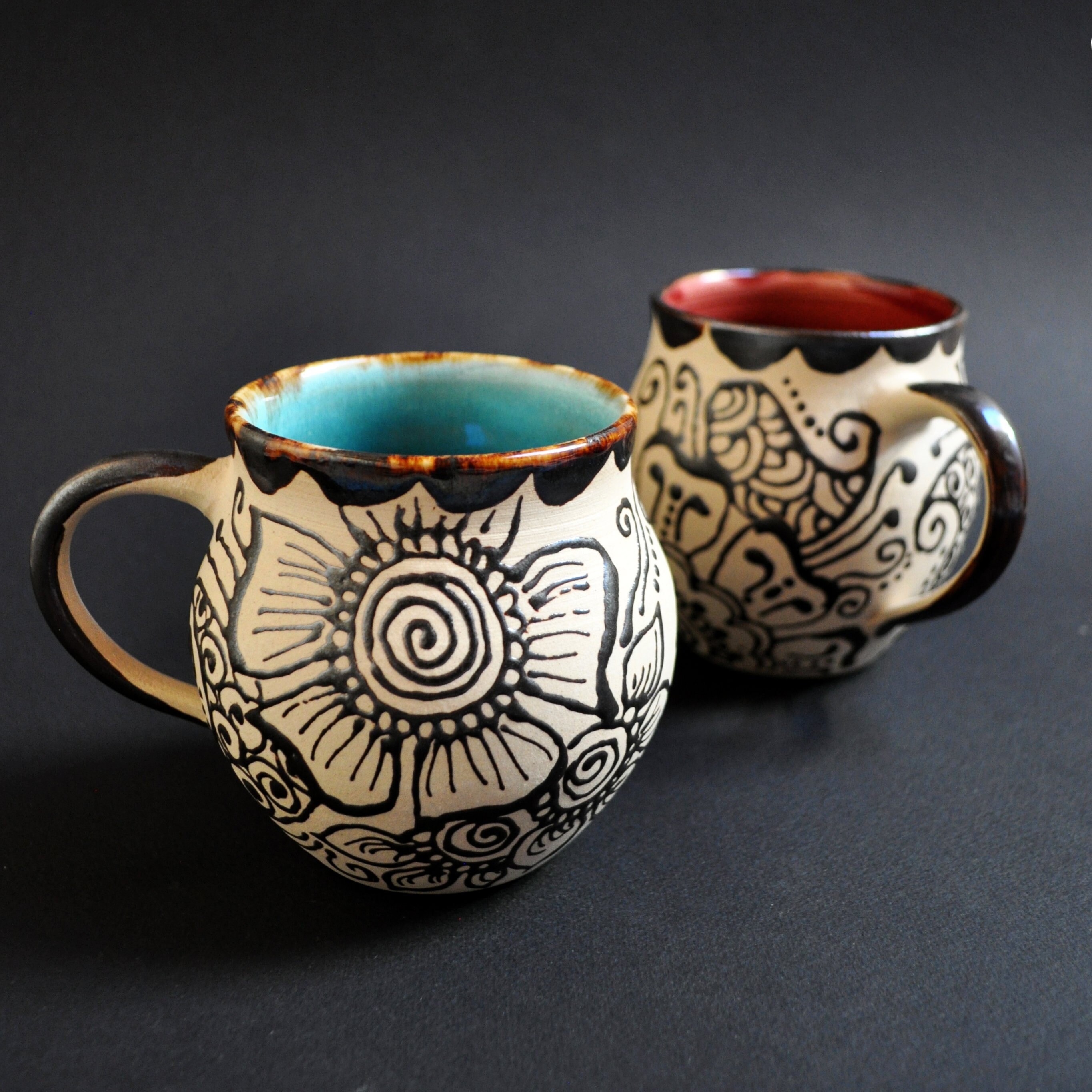 Elegant Stoneware Cup With Henna Patterns, Handmade, Artistic Piece - Etsy