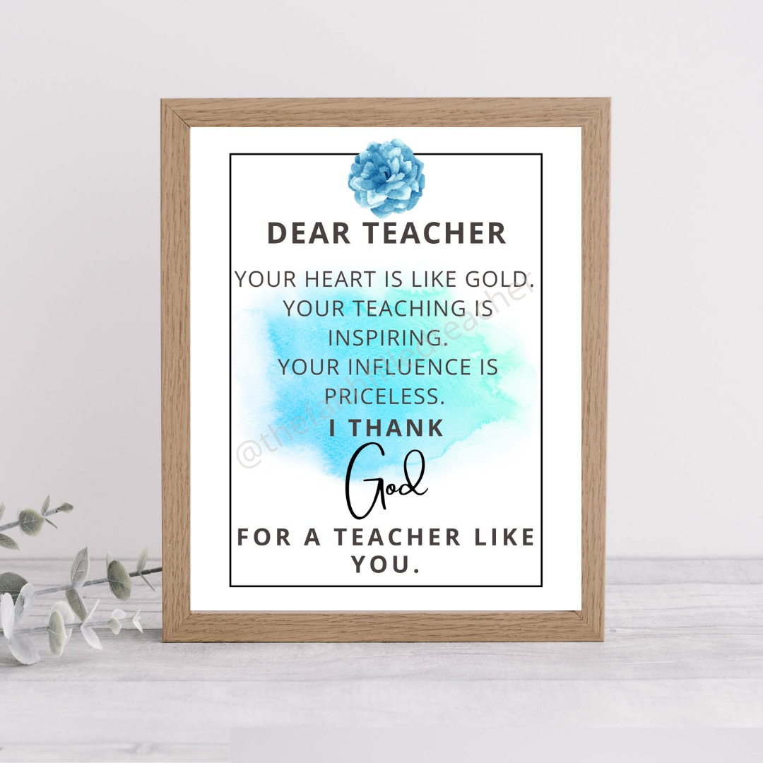 Thank God for a Teacher Like You, Teacher Appreciation Gift, Christian ...