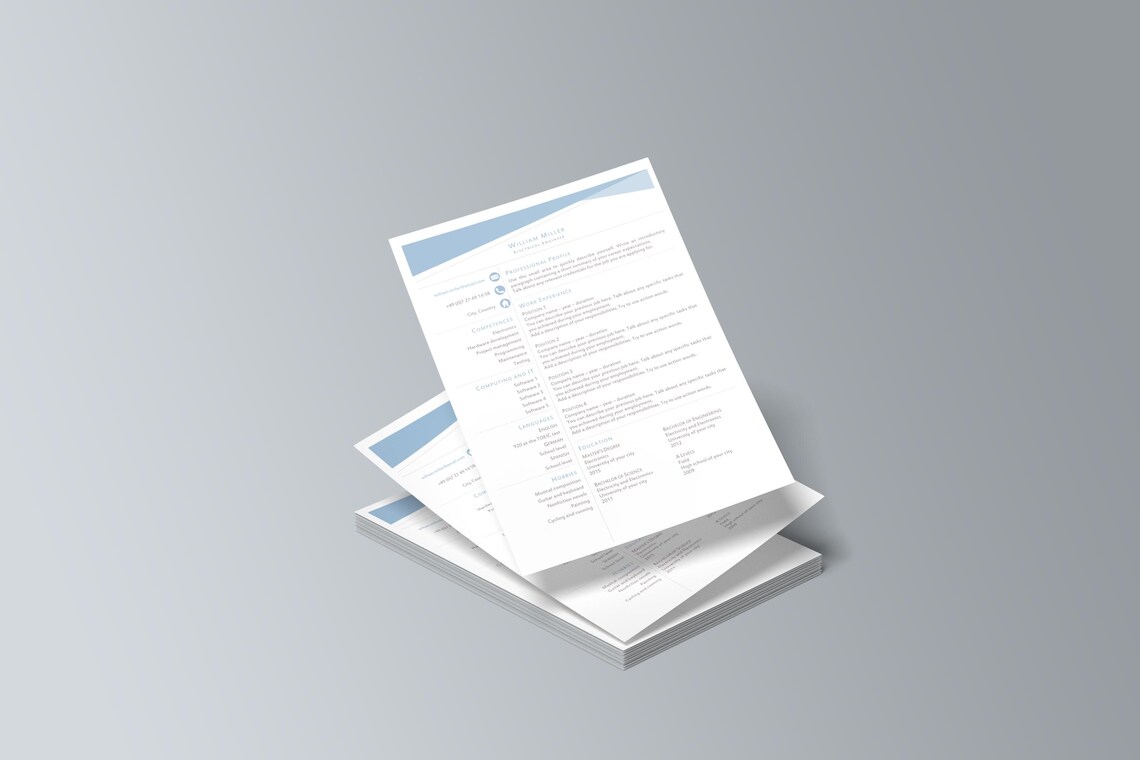 Resume Template / Curriculum Vitae (A4 and US Sizes) - Etsy