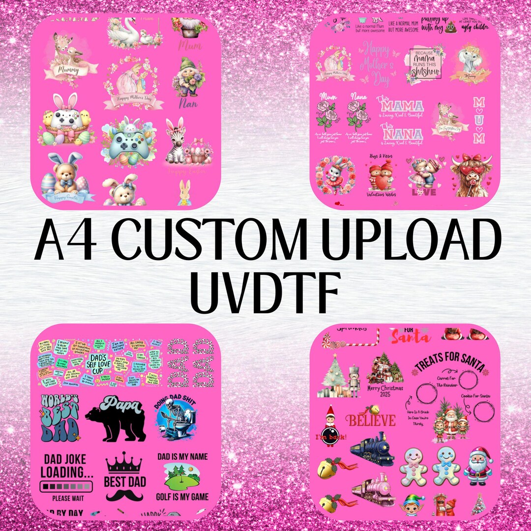 Custom UVDTF Decals Gang Sheet A4 Size UK Supplier - Etsy