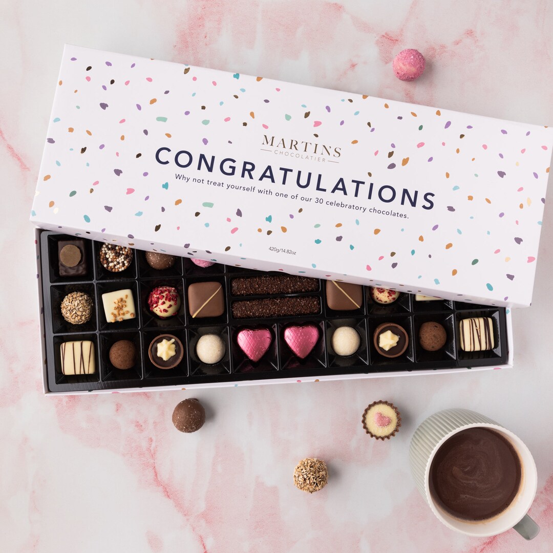 Congratulations Box of Chocolates | 30 Chocolates Chocolate Gift for ...