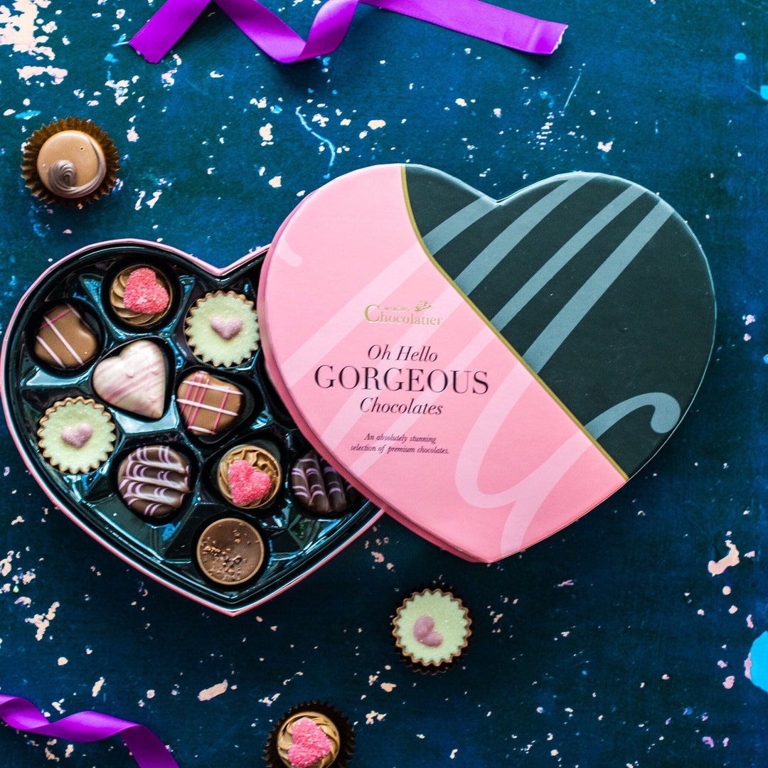 Heart Shaped Chocolate Gift Box of Chocolates in a Heart Shaped Box ...