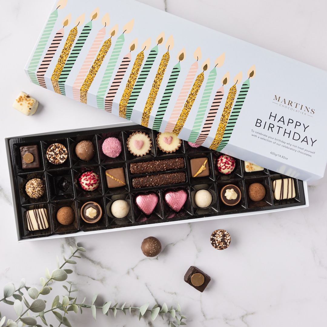 Happy Birthday Chocolate Gift Box of 30 Belgian Chocolates - Blue - Etsy