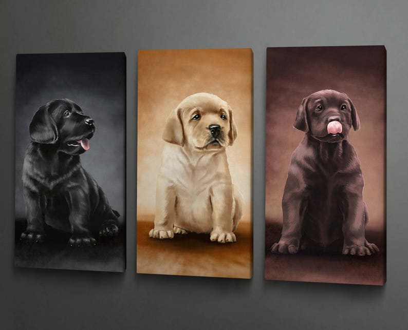 Labrador Retriever Puppies All Three Colors Tryptic on | Etsy
