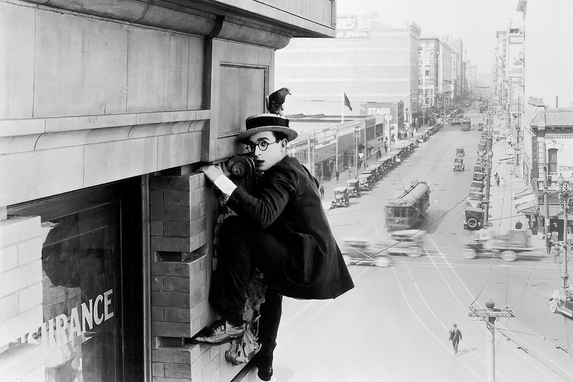 Harold Lloyd in Safety Last the Iconic Clock Shot Tryptic | Etsy