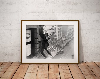 Harold Lloyd in Safety Last the Iconic Clock Shot Tryptic | Etsy