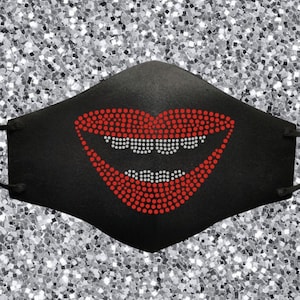 Lips Rhinestone Face Mask, Bling Face Masks, Crystal Bling Mask, Bling ...