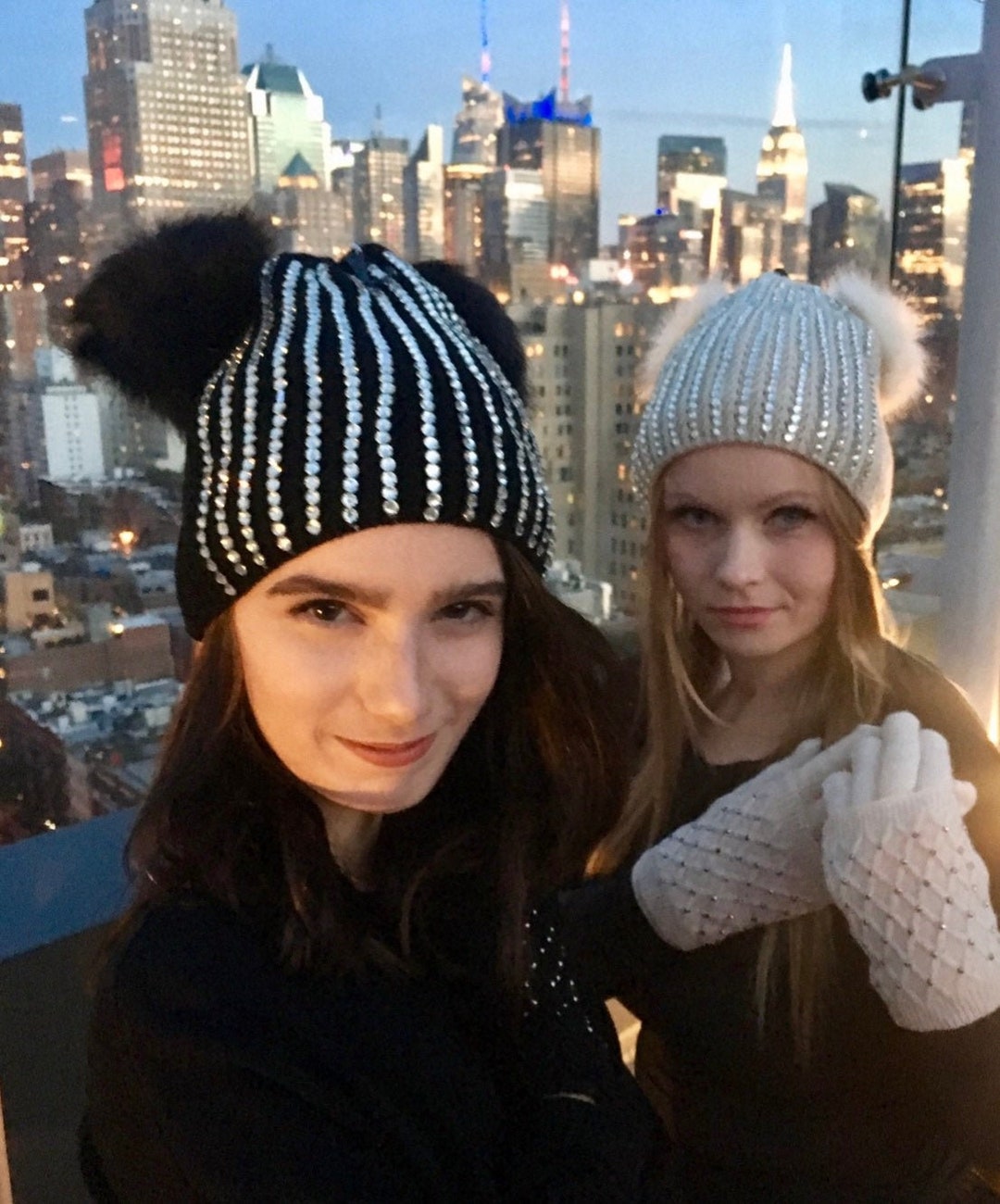 Rhinestone Hat, Double Pom, Faux Fur Hat, Fleece Lining, Bling Winter ...