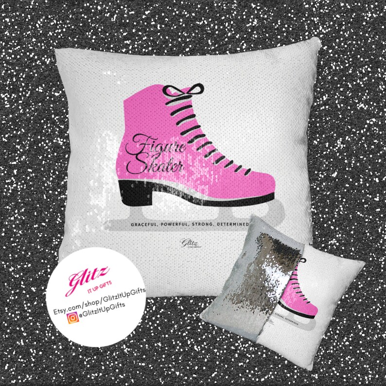 Ice Skate Glitter Pillow Case, Reversible Sequin Mermaid, Custom Ice ...