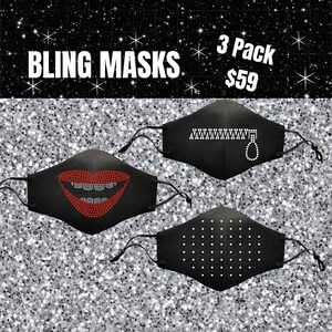 Lips Rhinestone Face Mask, Bling Face Masks, Crystal Bling Mask, Bling ...