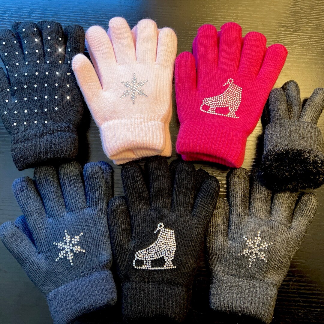 Fleece Lined Bling Gloves for Kids, Double Lined, Rhinestone Gloves ...