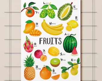 DIGITAL ONLY /cute Hangeul Hangul Korean Fruits Alphabet - Etsy