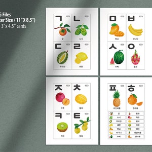 DIGITAL ONLY /cute Hangeul Hangul Korean Fruits Alphabet Flashcards ...