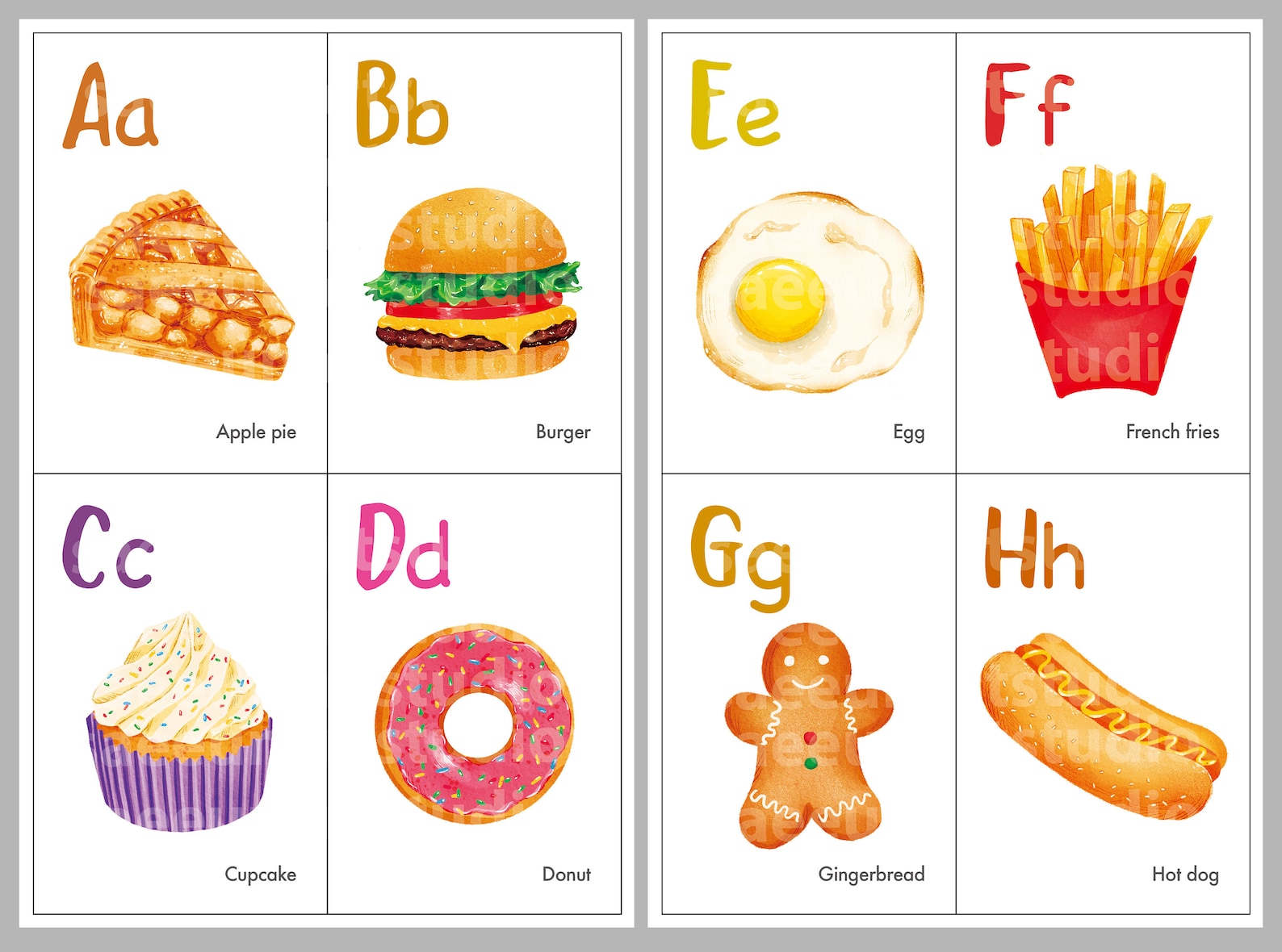 Cute Food Foods English Eating Alphabet | Etsy