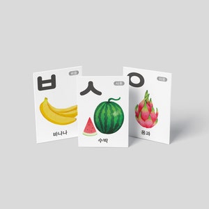 DIGITAL ONLY /cute Hangeul Hangul Korean Fruits Alphabet Flashcards ...