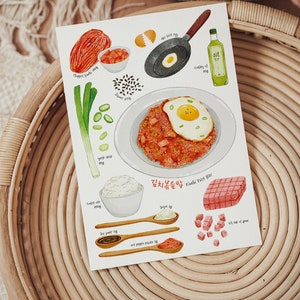 DIGITAL Only/printable Hangul Watercolor Postcard/kimchi Fried Rice ...