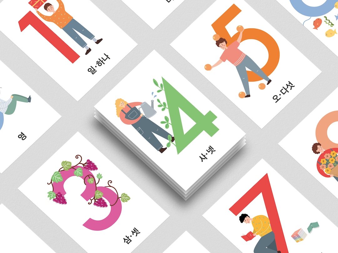 DIGITAL Only/hangeul Hangul Korean Number Numbers Flashcards ...