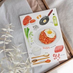 DIGITAL Only/printable Hangul Watercolor Postcard/kimchi Fried Rice ...