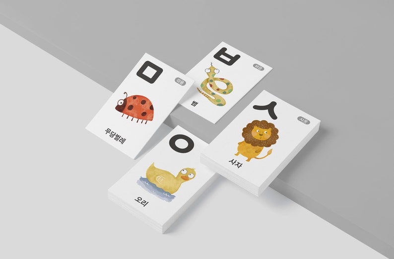 Korean Animal Alphabet Flashcards, Hangeul Learning (digital Download ...