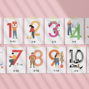 DIGITAL Only/hangeul Hangul Korean Number Numbers Flashcards ...