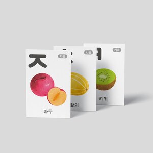 DIGITAL ONLY /cute Hangeul Hangul Korean Fruits Alphabet Flashcards ...