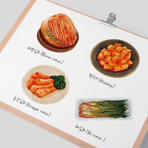 Korean Kimchi Watercolor Art Print: Hangul Food Poster (digital ...