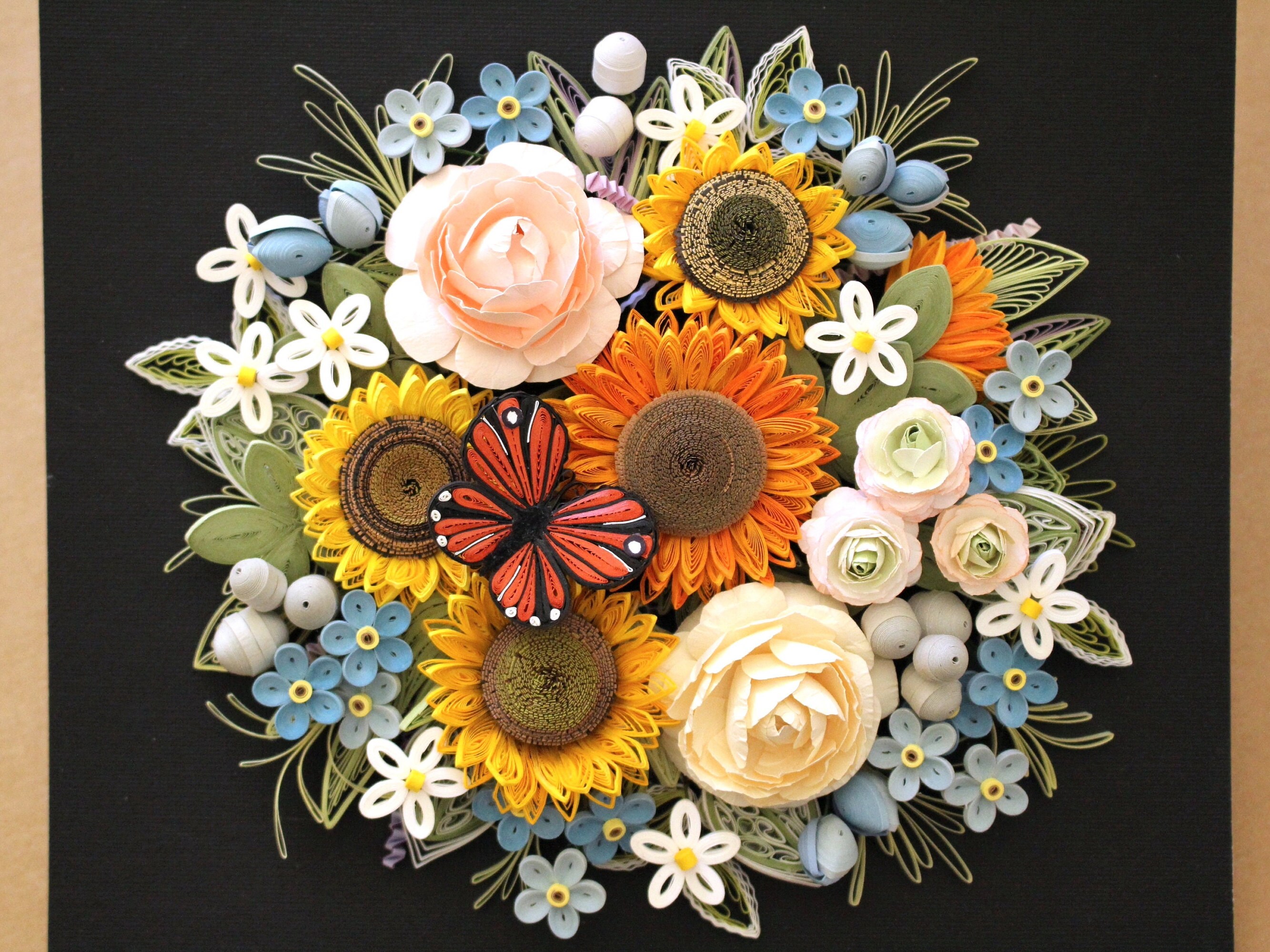 Original 3D Paper Quilling Artwork - Botanical Shadow Box Wall Art ...