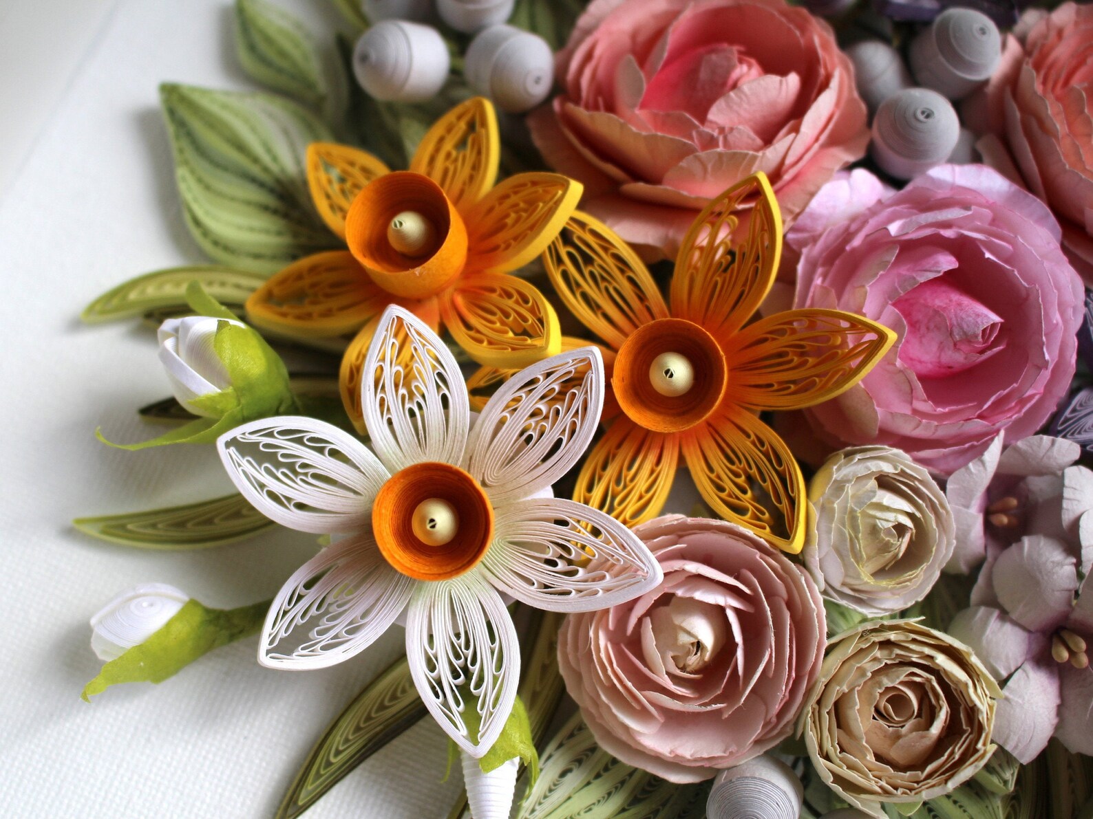 Paper Quilling Wall Decor Picture Paper Peonies Daffodil Decor 1st ...