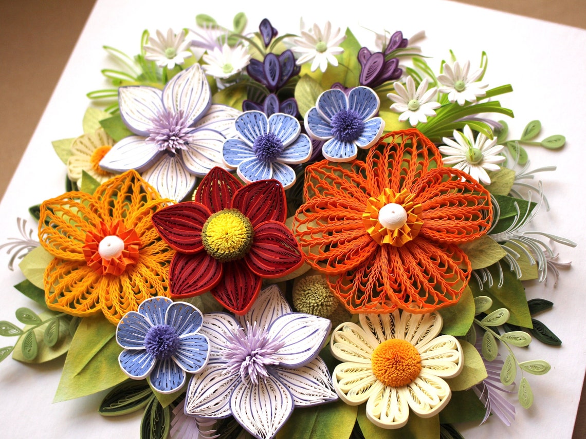 Original 3D Paper Quilling Art, Botanical Wall Decor, Handcrafted ...