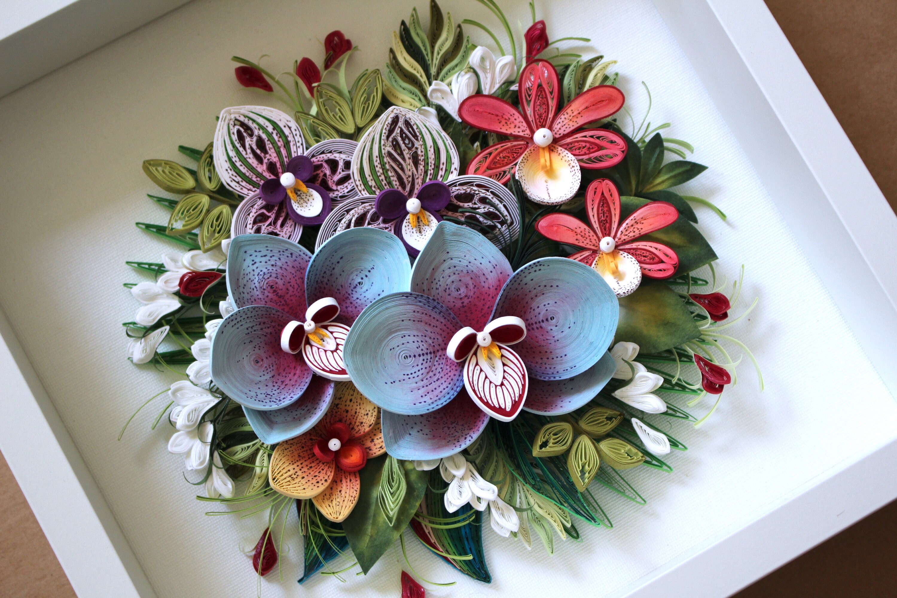 Original 3D Paper Quilling Art Tropical Wall Decor With Orchids ...