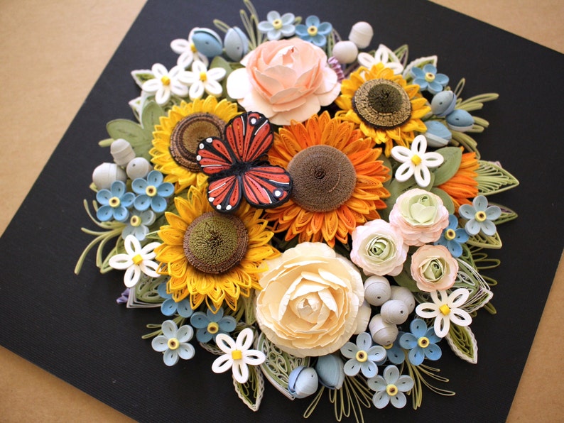 Original 3D Paper Quilling Artwork - Botanical Shadow Box Wall Art ...