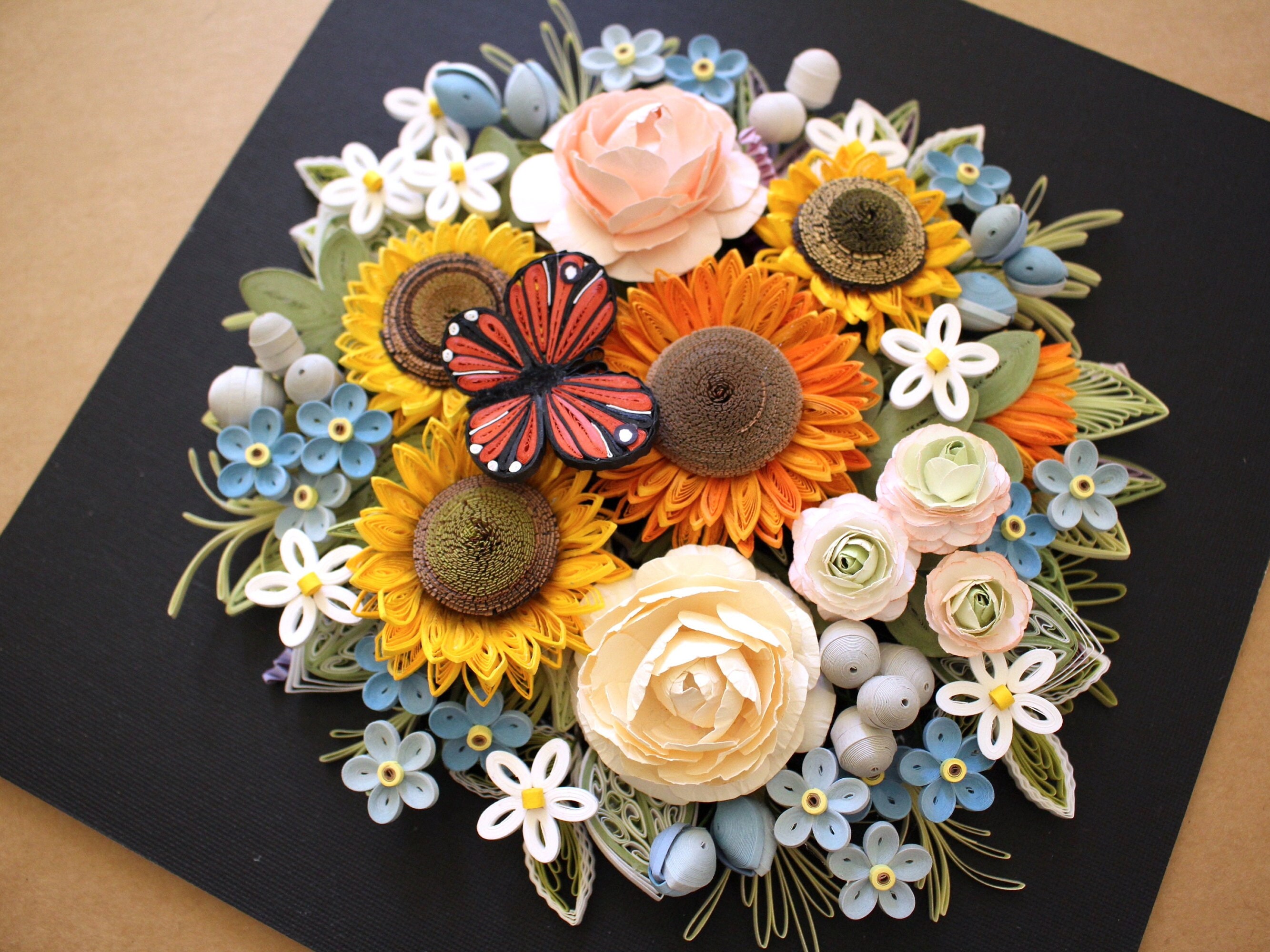 Original 3D Paper Quilling Artwork - Botanical Shadow Box Wall Art ...