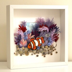 3D Paper Quilling Underwater Scene – Coral Reef With Clown Fish, Framed ...