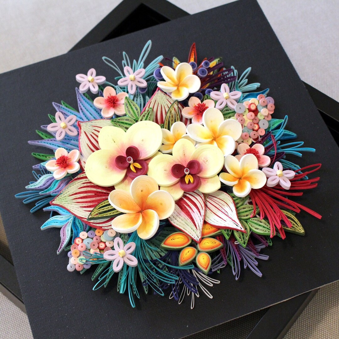 Original 3D Paper Quilling Home Decor Picture - Tropical Wall Decor ...