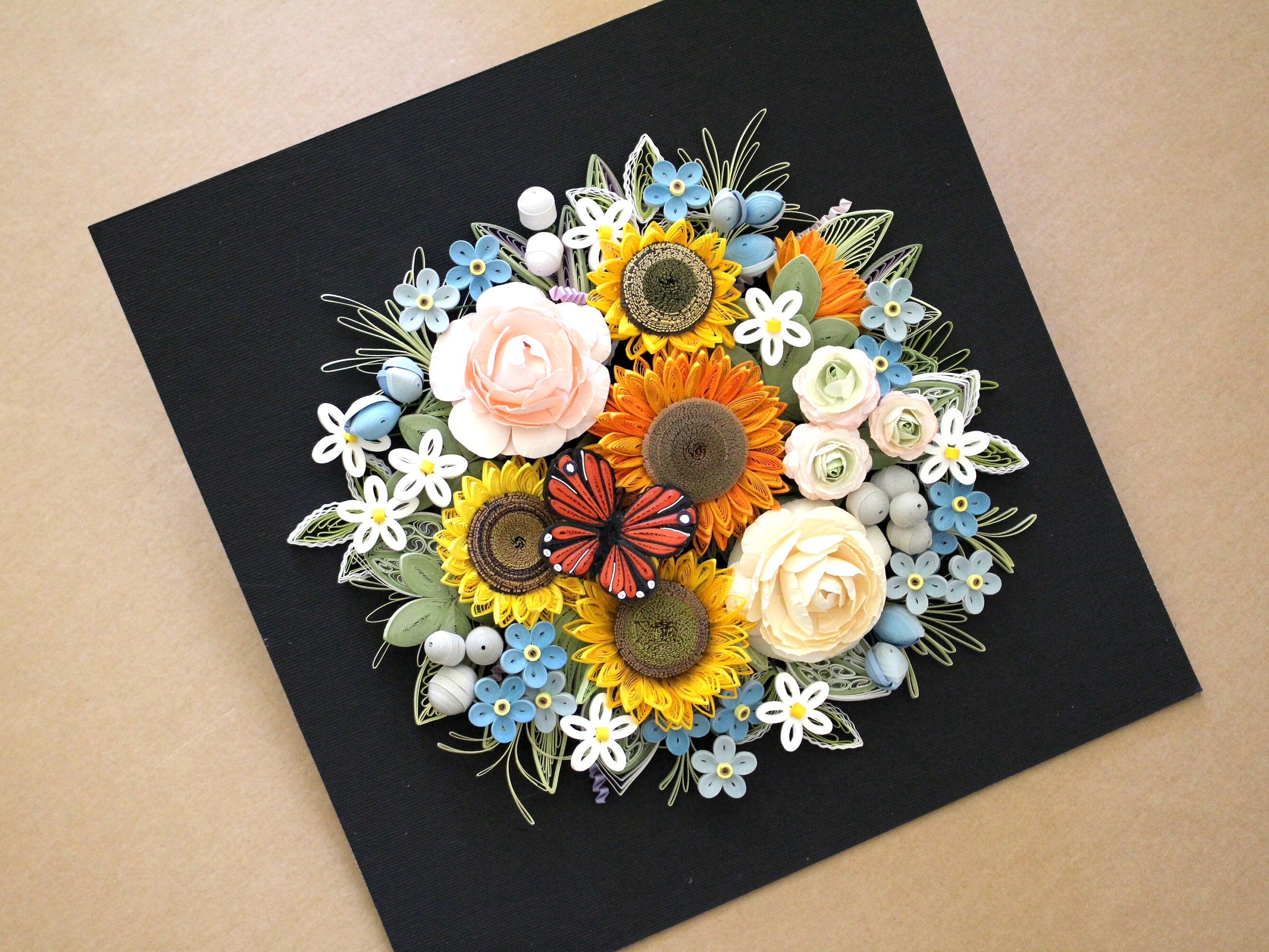 Original 3D Paper Quilling Artwork Botanical Shadow Box Wall - Etsy