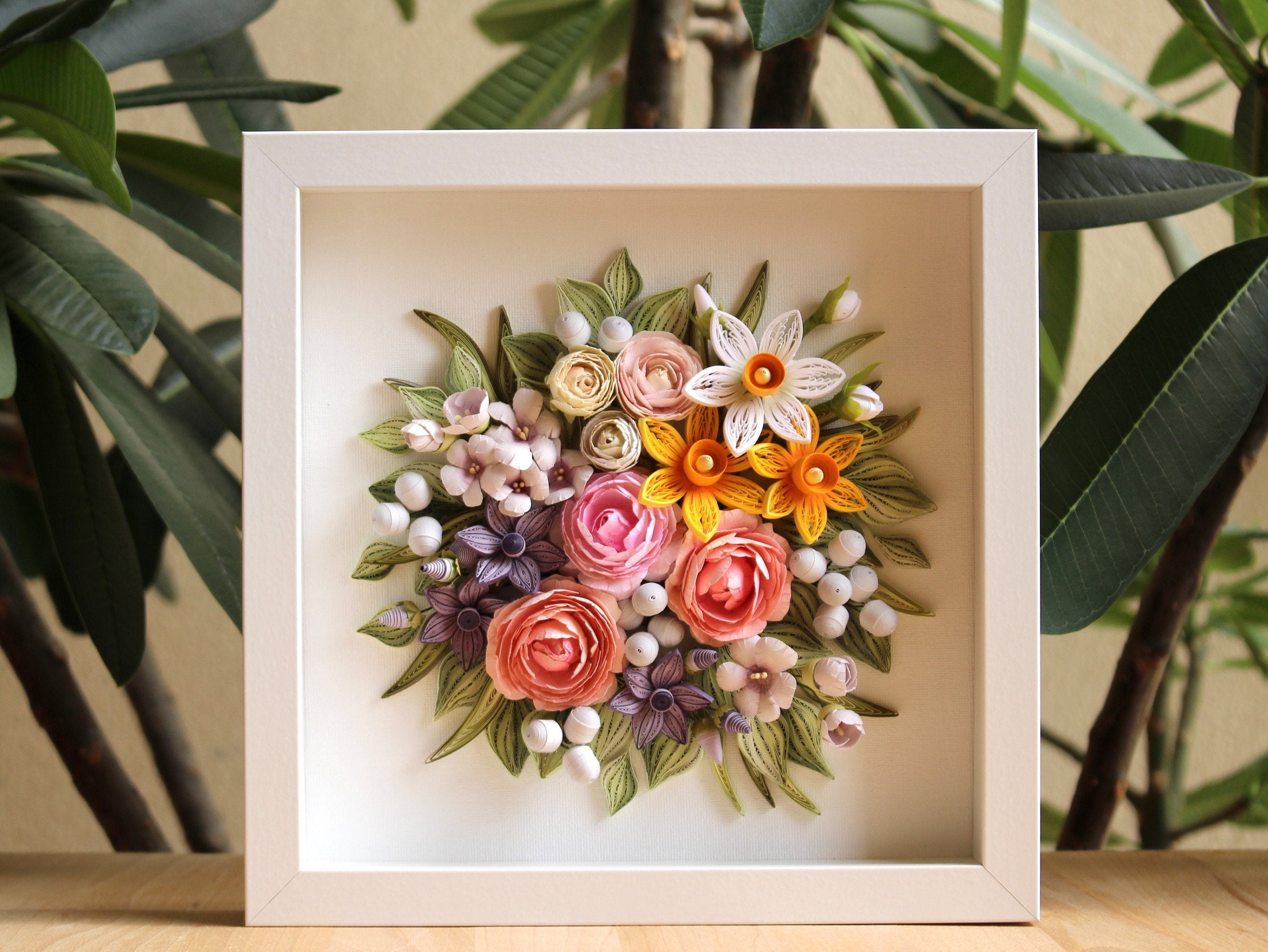 Paper Quilling Wall Decor Picture Paper Peonies Daffodil - Etsy Canada