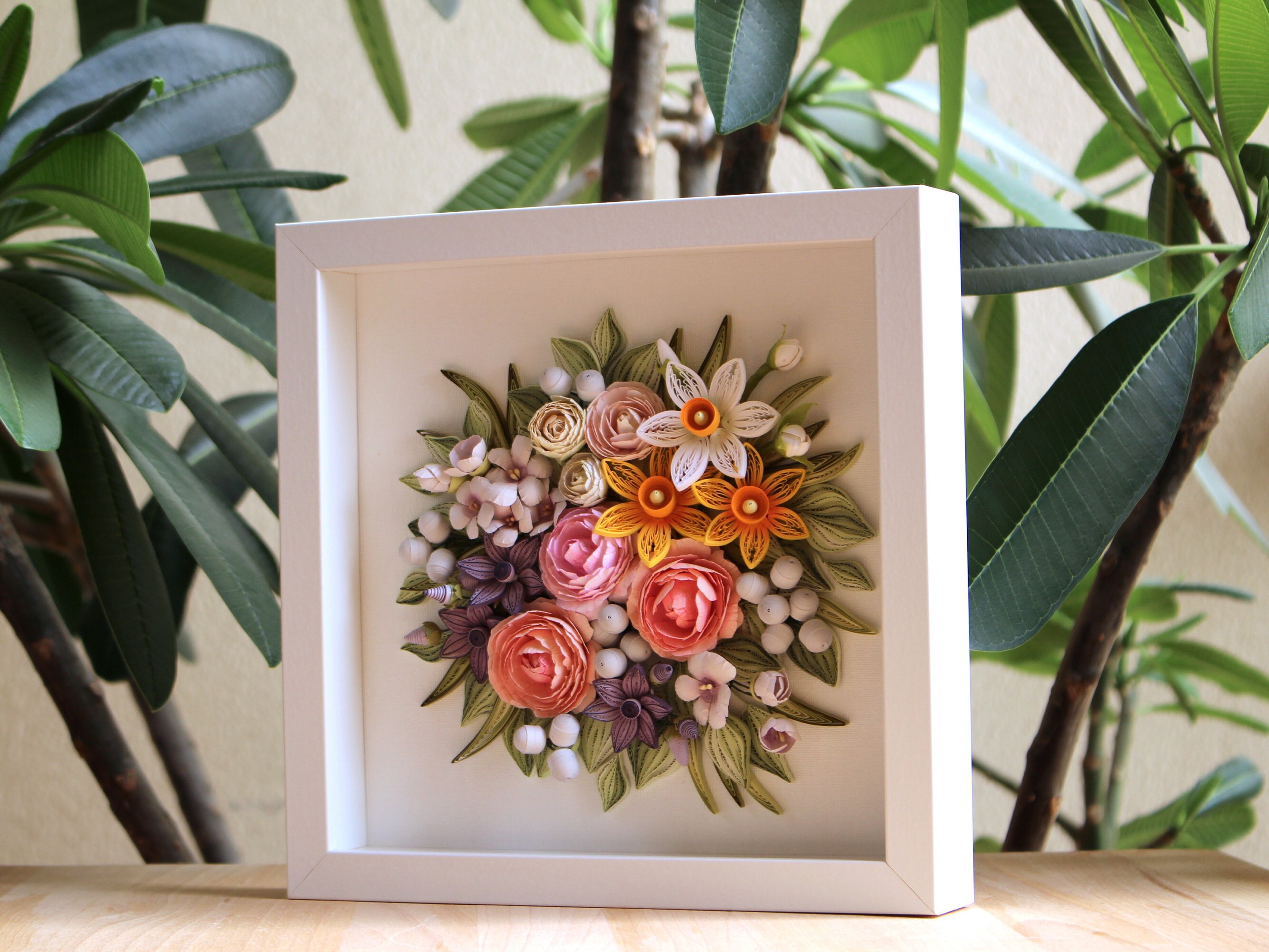 Paper Quilling Wall Decor Picture Paper Peonies Daffodil - Etsy Canada