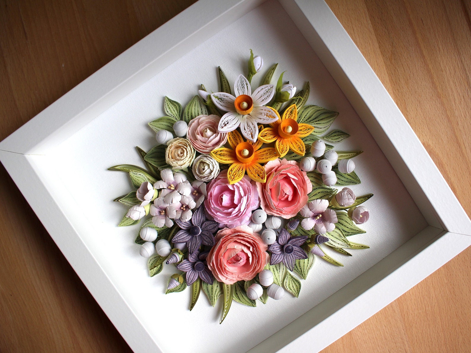 Paper Quilling Wall Decor Picture Paper Peonies Daffodil Decor 1st ...