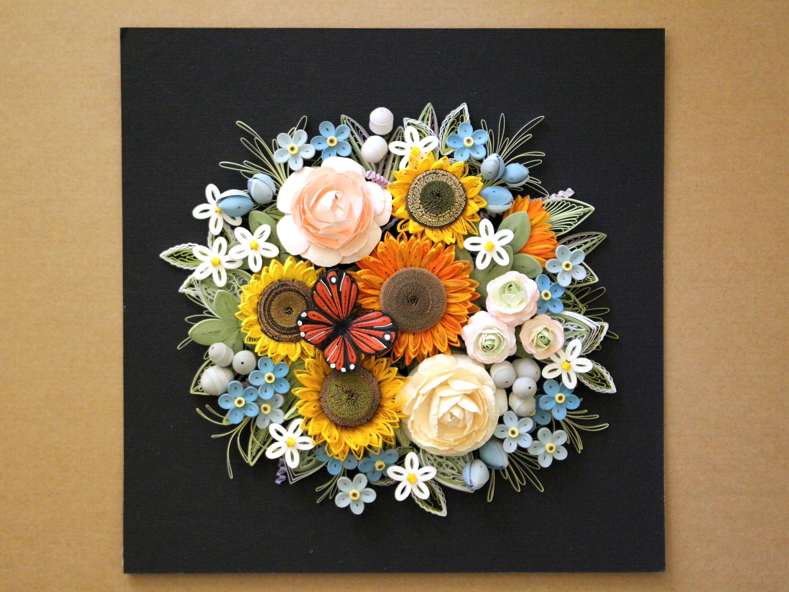 Original 3D Paper Quilling Artwork - Botanical Shadow Box Wall Art ...