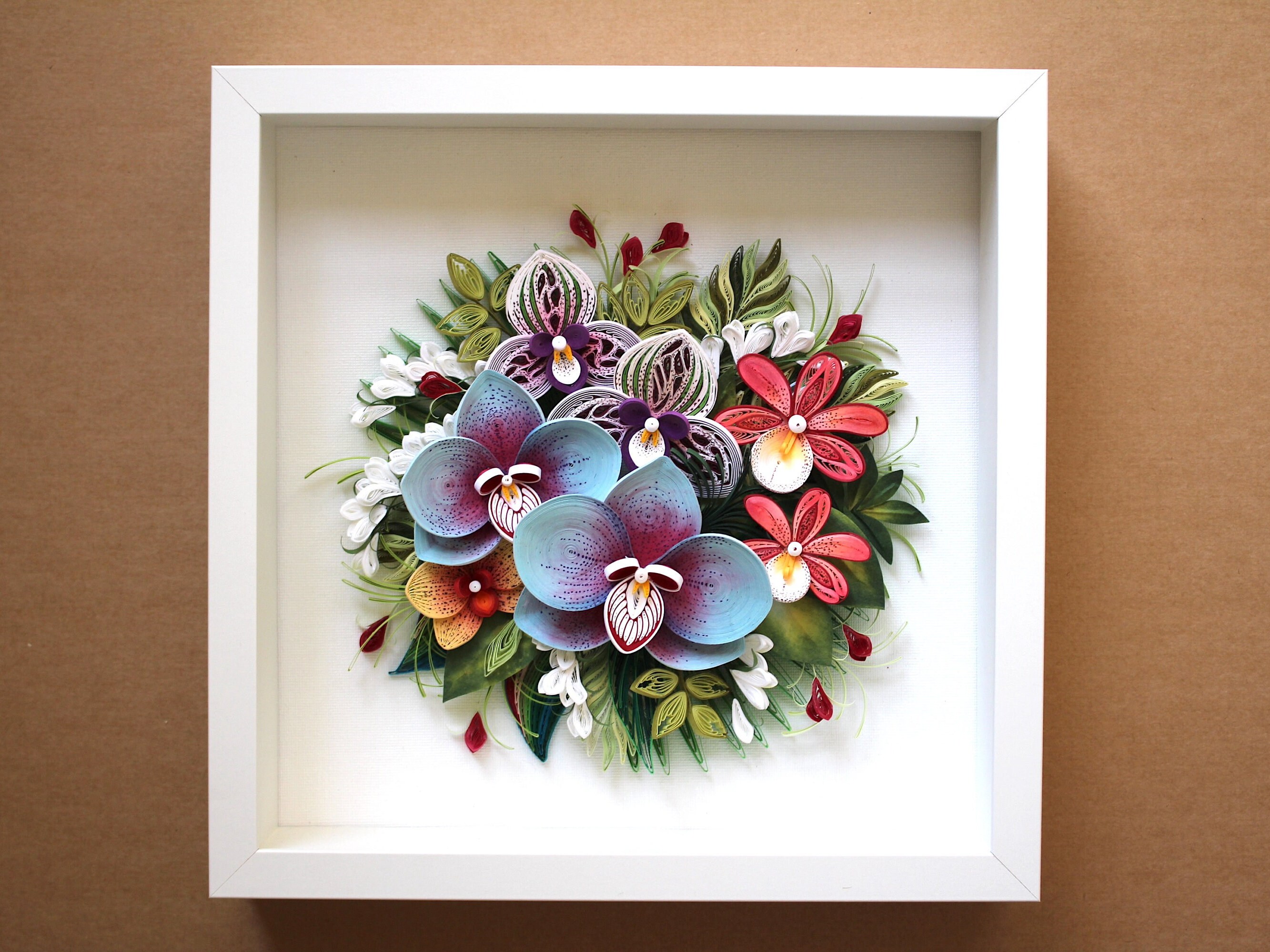 Original 3D Paper Quilling Art Tropical Wall Decor With Orchids ...