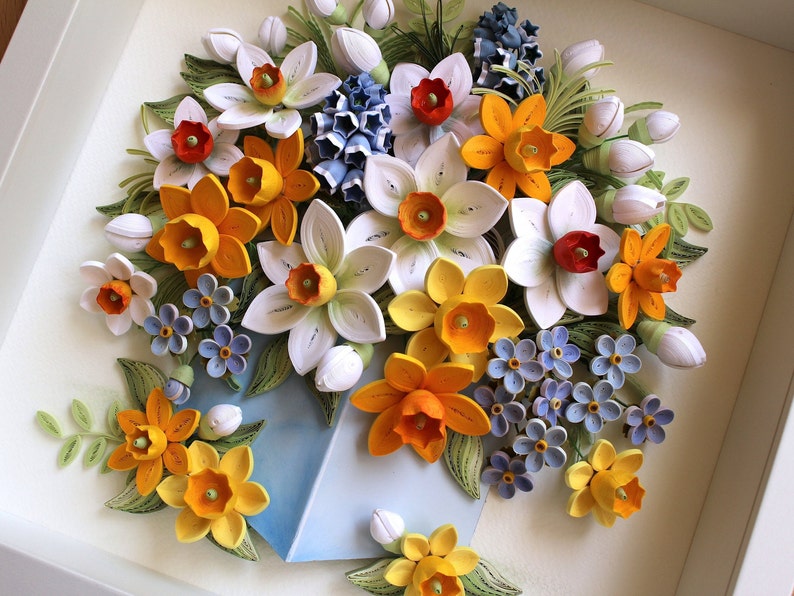 3D Paper Quilling Daffodils Forget Me Not Flowers Wall Art - Etsy Ireland