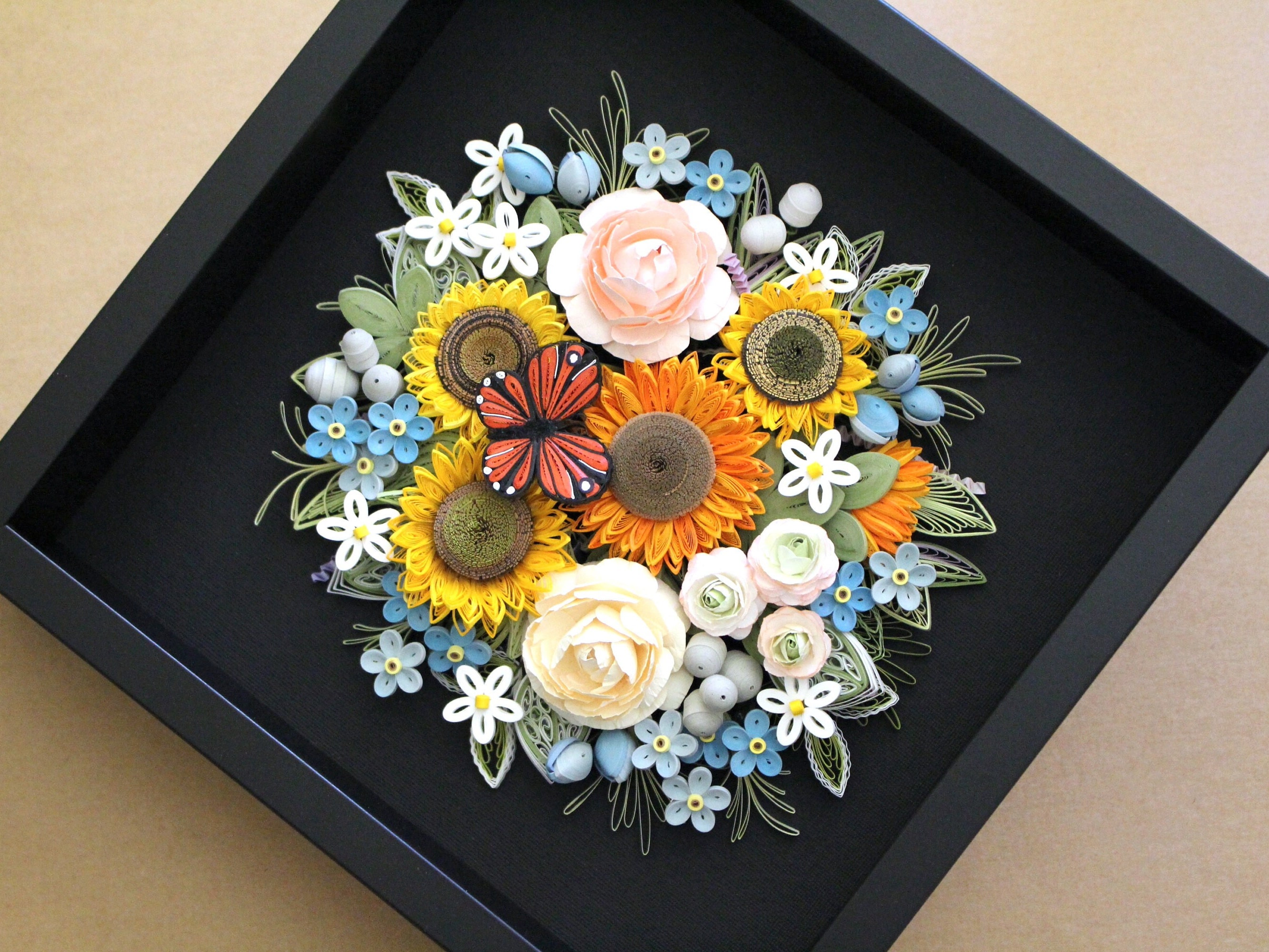 Original 3D Paper Quilling Artwork Botanical Shadow Box Wall - Etsy