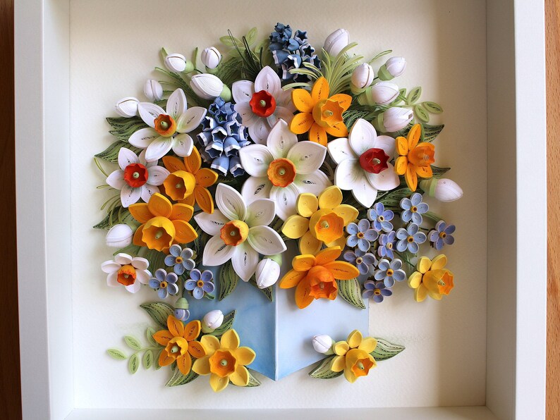 3D Paper Quilling Daffodils Forget Me Not Flowers Wall Art - Etsy Ireland