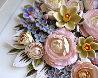 3D Paper Quilling Spring Flowers Daffodils Blue Flax and - Etsy